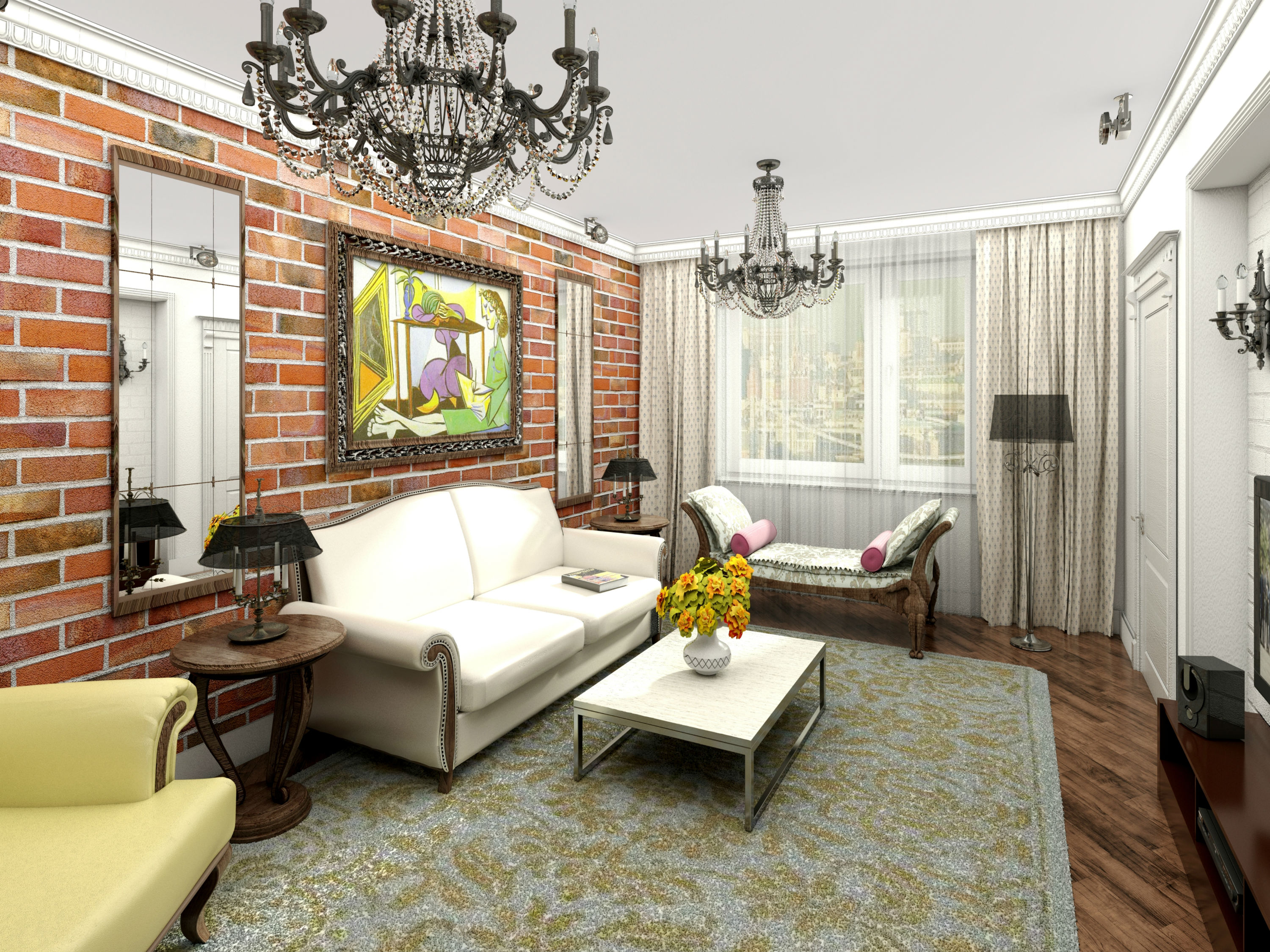 Living Room Interior 2 - Green Spinnaker